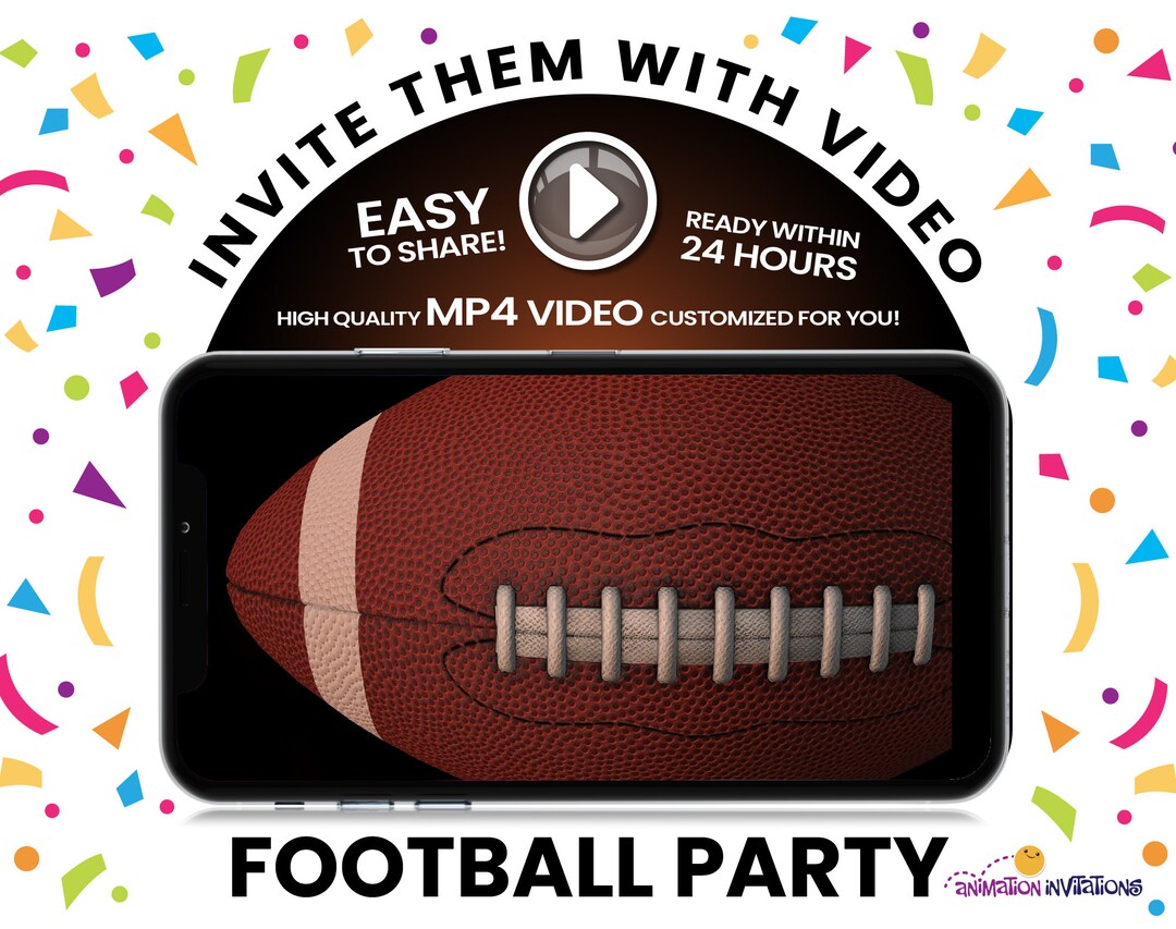 Football Party Video Invitation. Football Birthday Party Invite ...