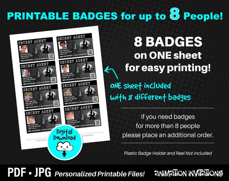 Interactive Spy Badges Secret Agent Party ID Badges Spy - Etsy