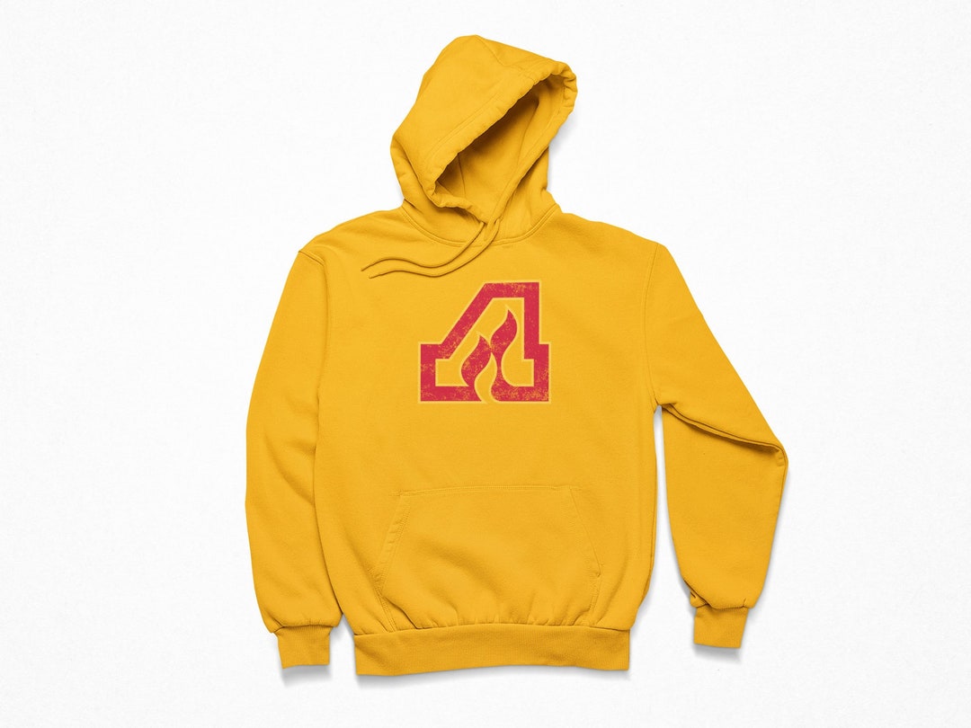 Atlanta Flames Throwback Hoodie - Retro Distressed Logo Defunct Hockey ...