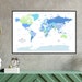 Printable Blue Green Travel World Map: Detailed Push Pin Map (digital ...