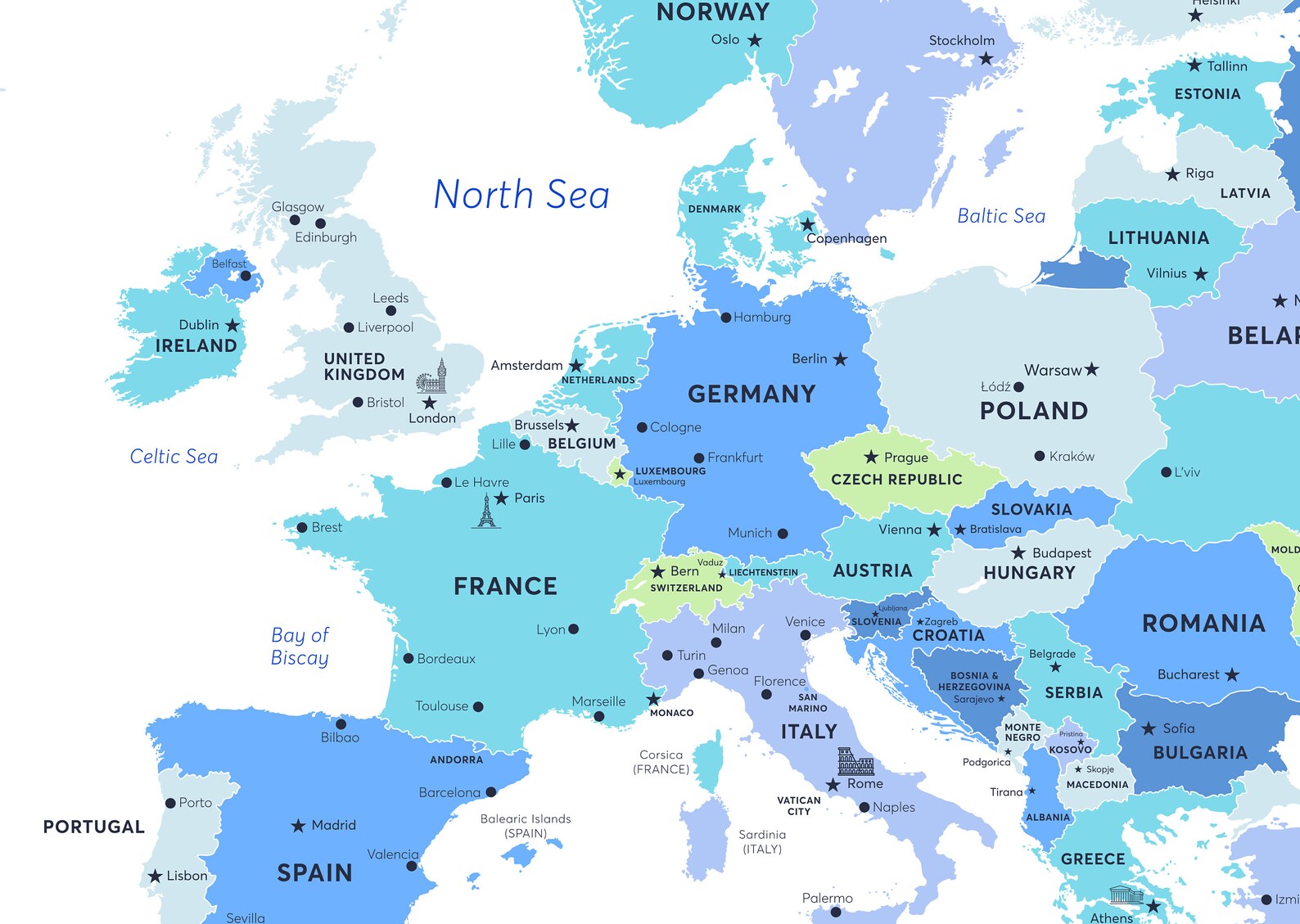 Printable Blue Green Travel World Map: Detailed Push Pin Map (digital ...