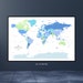 Printable Blue Green Travel World Map: Detailed Push Pin Map (digital ...