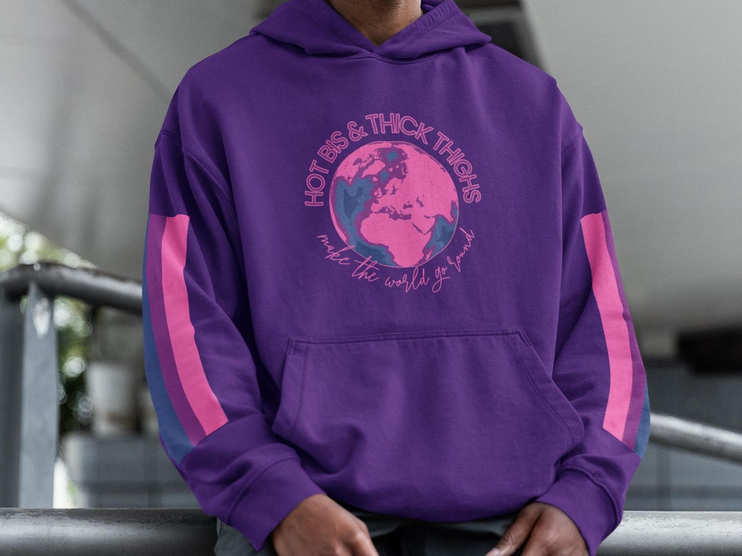 Bisexual Flag Hoodie, Hot Bis and Thick Thighs, LGBTQ Unisex Sweatshirt ...