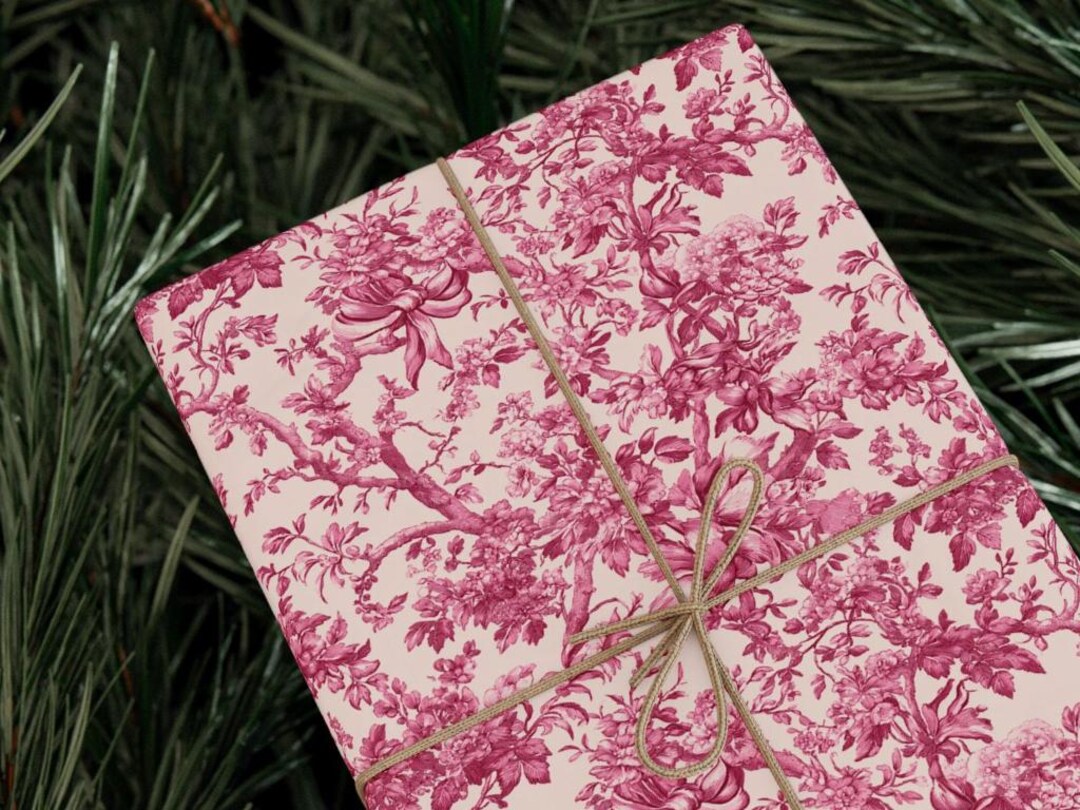 Coquette Toile Wrapping Paper Roll, Pink Maximalist Gift Wrap ...