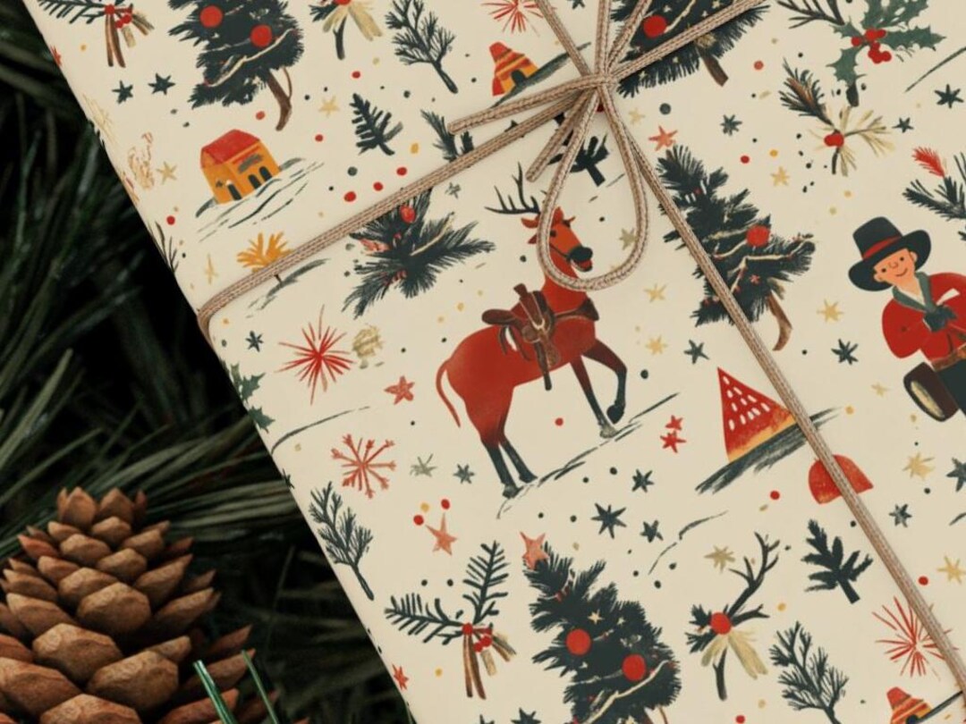 Wild West Wrapping Paper Cowboy Gift Wrap Farmhouse Holiday Decor ...