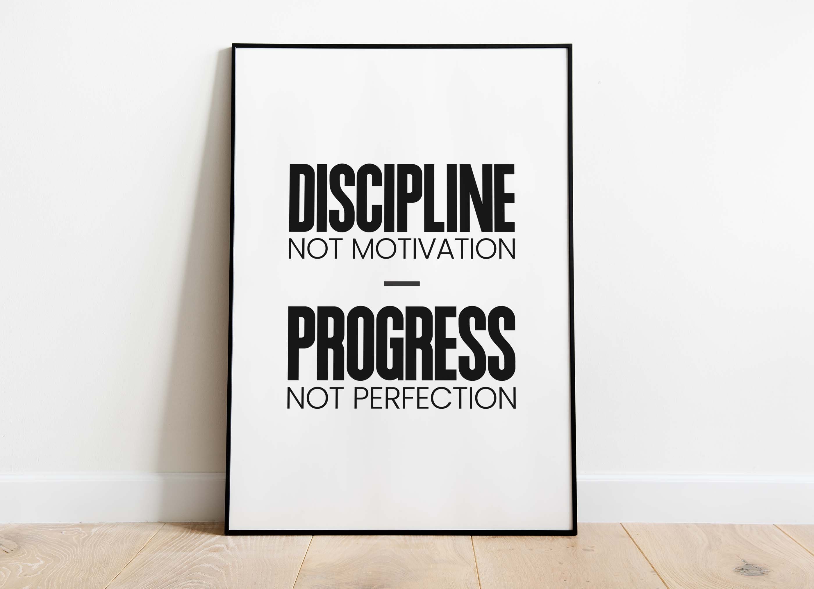 Discipline Not Motivation Progress Not Perfection Gym Decor, Fitness ...