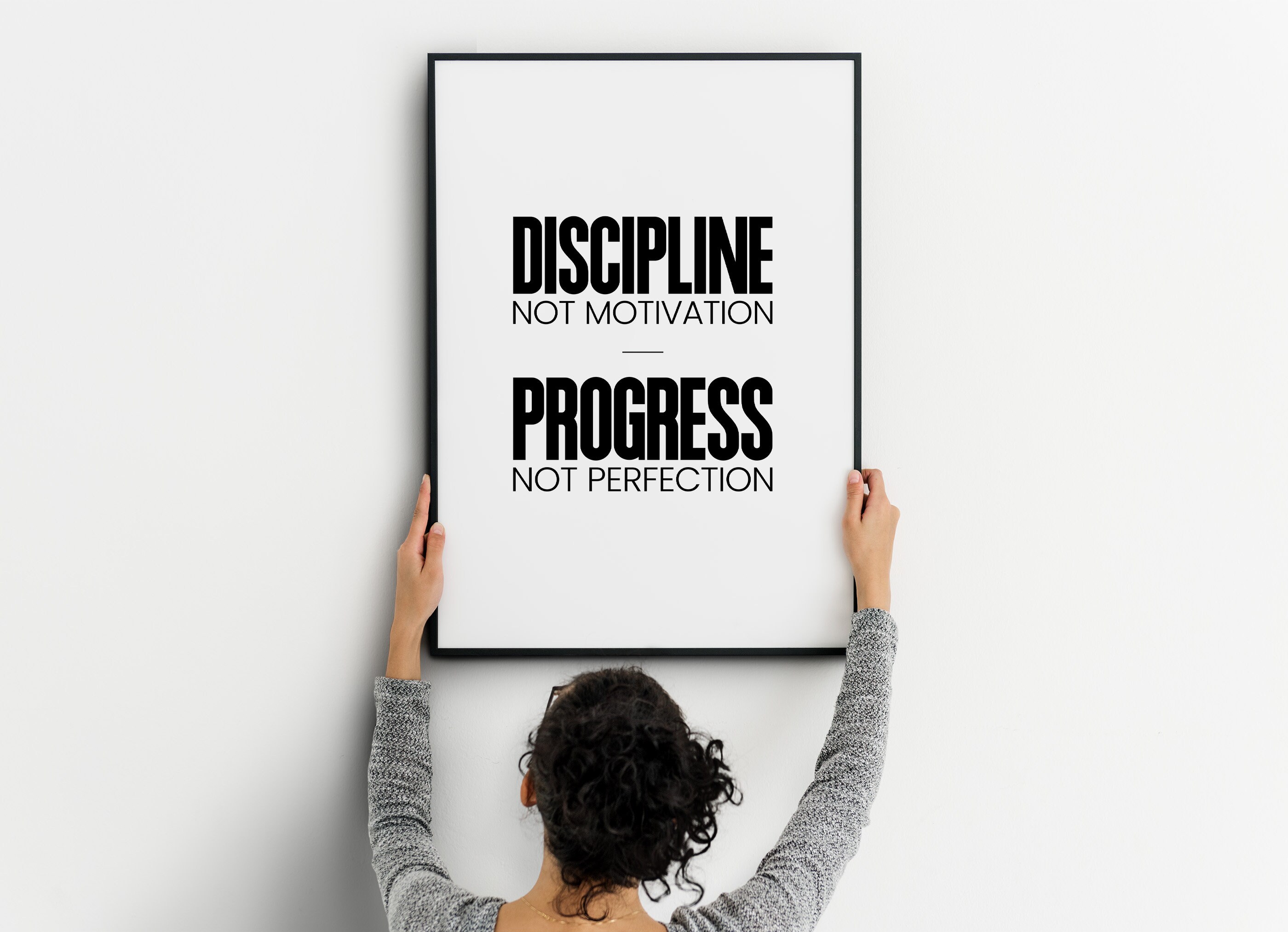 Discipline Not Motivation Progress Not Perfection Gym Decor, Fitness ...