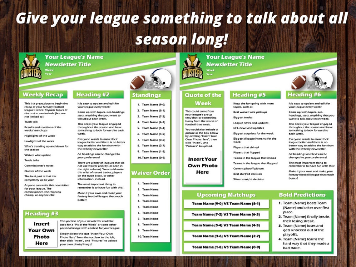 Editable Fantasy Football Templates | Draft Recap | 2 Page Newsletter ...