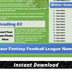 Fantasy Football Newsletter | Instant Download | Microsoft Word | 2 ...