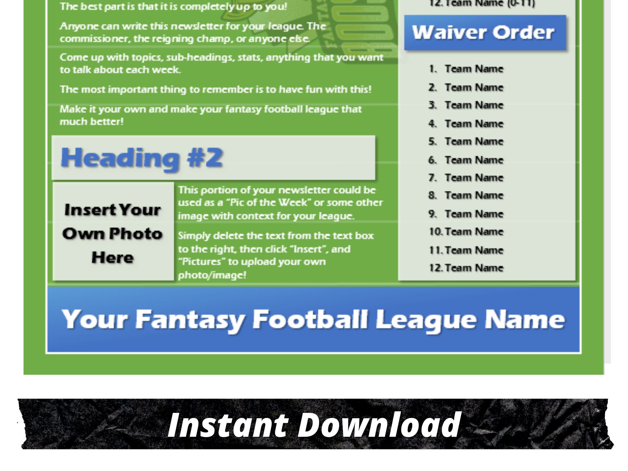 Fantasy Football Newsletter | Instant Download | Microsoft Word | 2 ...
