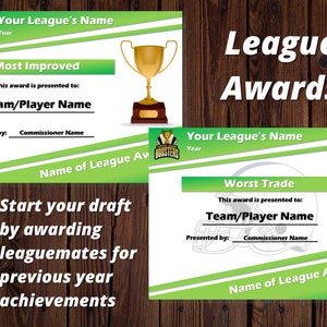 Fantasy Football Draft Kit | Draft Sheets | Draft Recap | League Awards ...