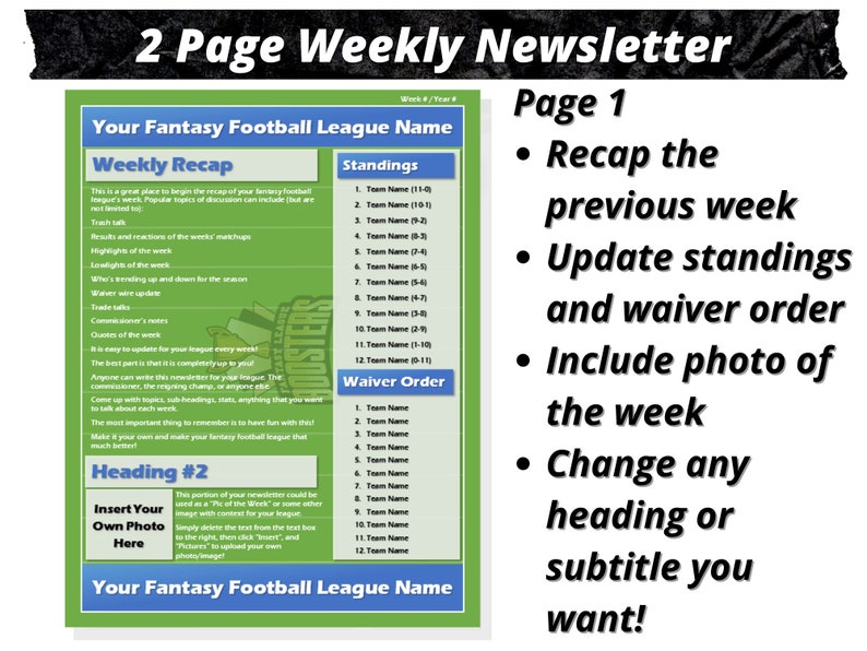 Fantasy Football Newsletter | Instant Download | Microsoft Word | 2 ...