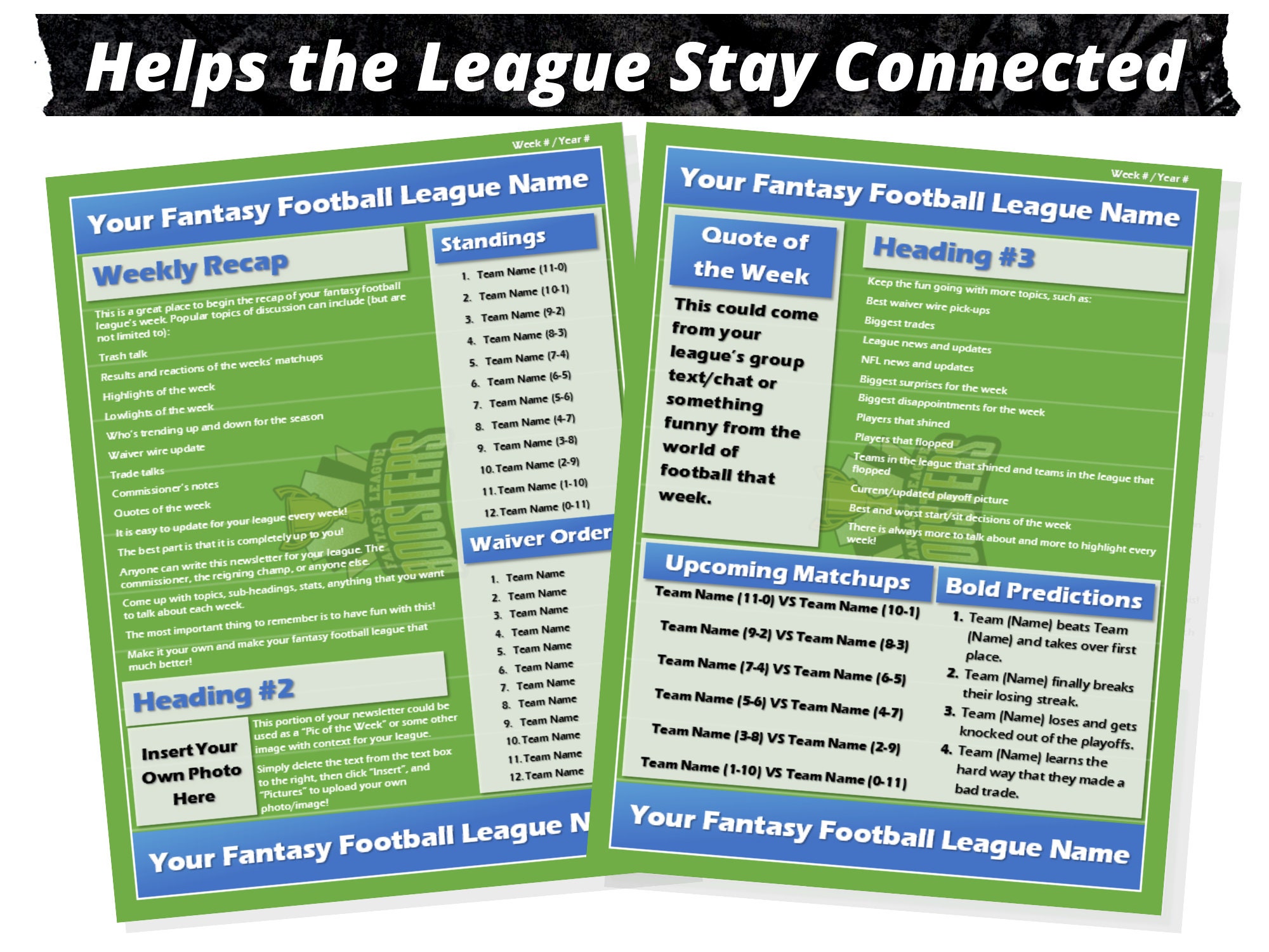 Fantasy Football Newsletter | Instant Download | Microsoft Word | 2 ...