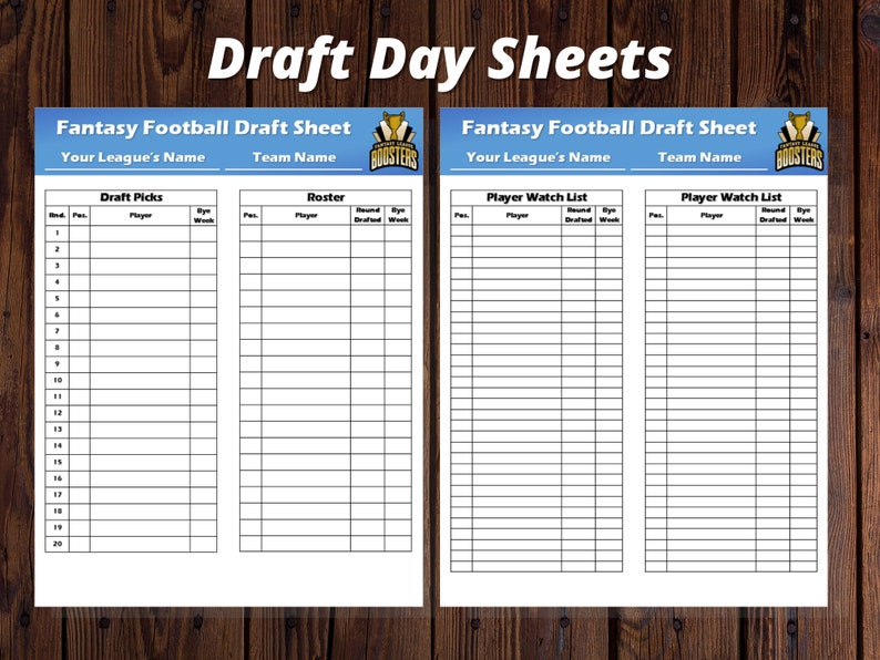 Fantasy Football Draft Kit 2024 | Draft Day Sheets | Draft Recap ...