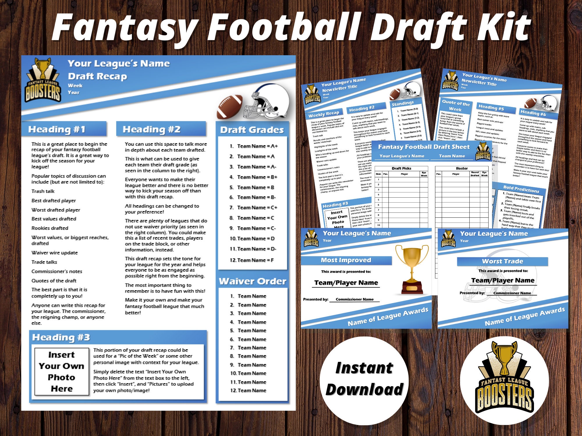 Fantasy Football Draft Kit 2025 | Draft Day Sheets | Draft Recap ...