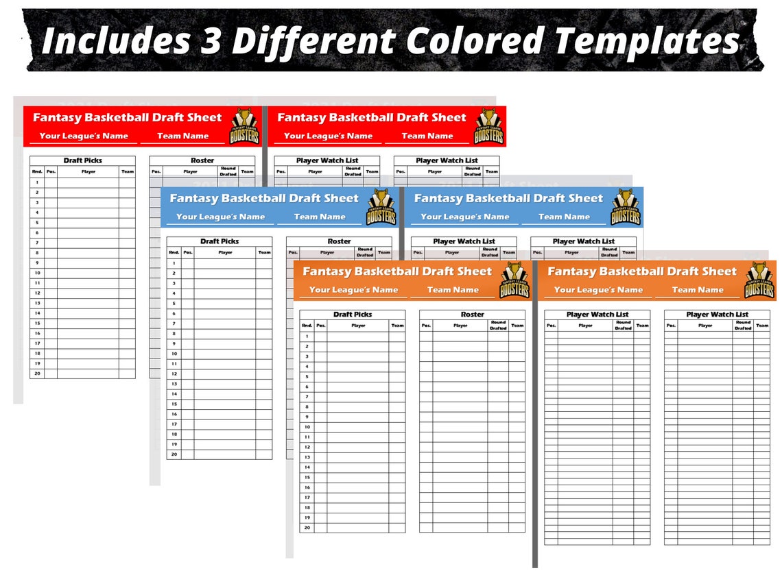 Editable Fantasy Basketball Draft Sheets | 2024 Season | Microsoft Word ...