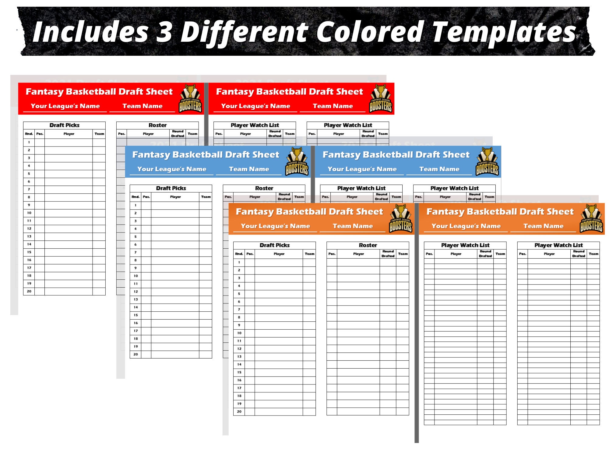 Editable Fantasy Basketball Draft Sheets | 2024 Season | Microsoft Word ...