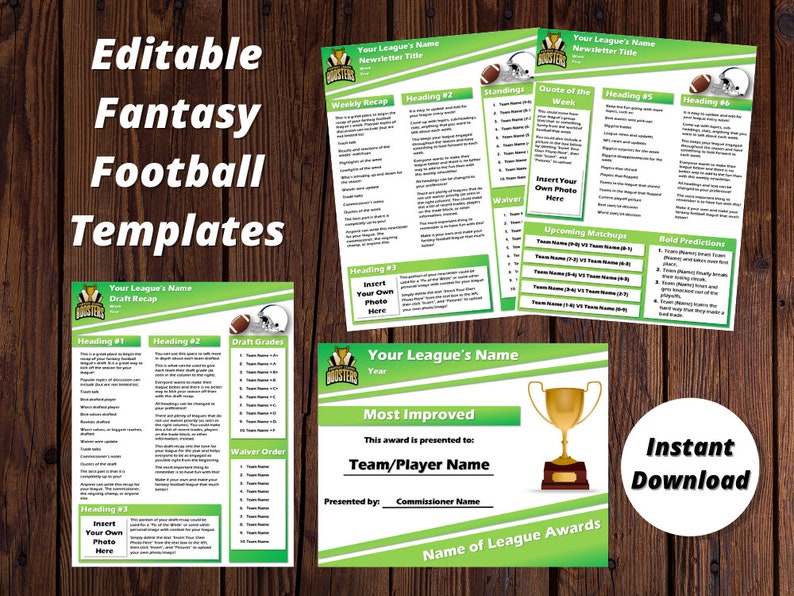 Editable Fantasy Football Templates | Draft Recap | 2 Page Newsletter ...