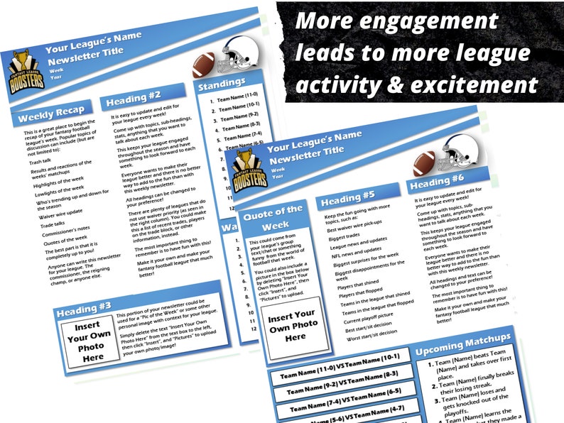 Fantasy Football Newsletter | 2 Page Editable Template | Microsoft Word ...