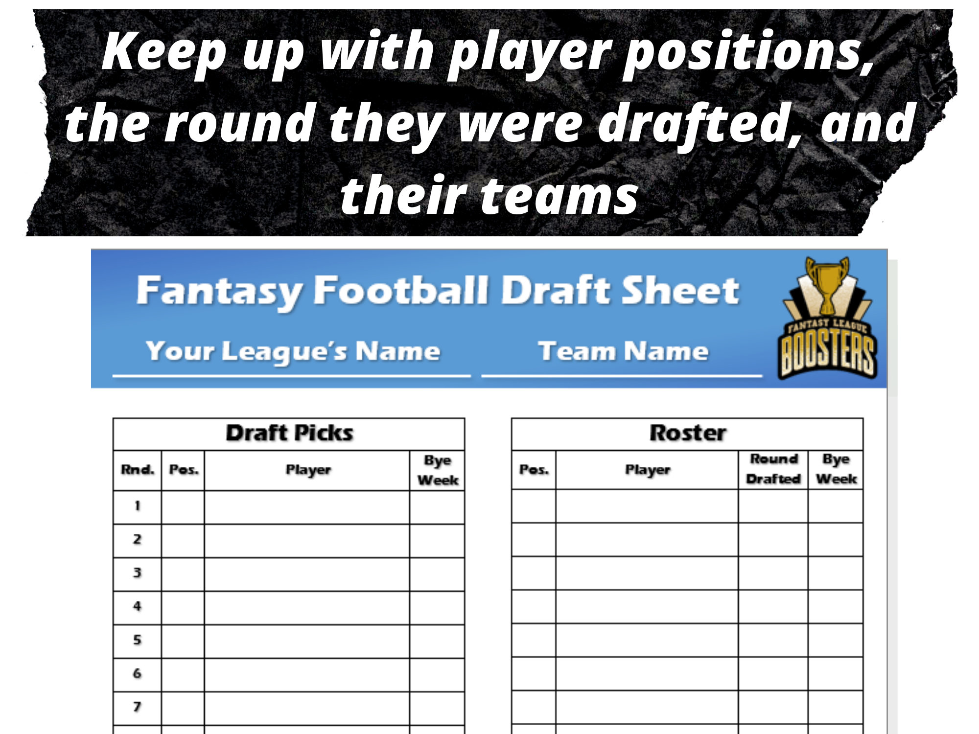 Printable Draft Sheets Fantasy Football 2021: Get Eight Printable