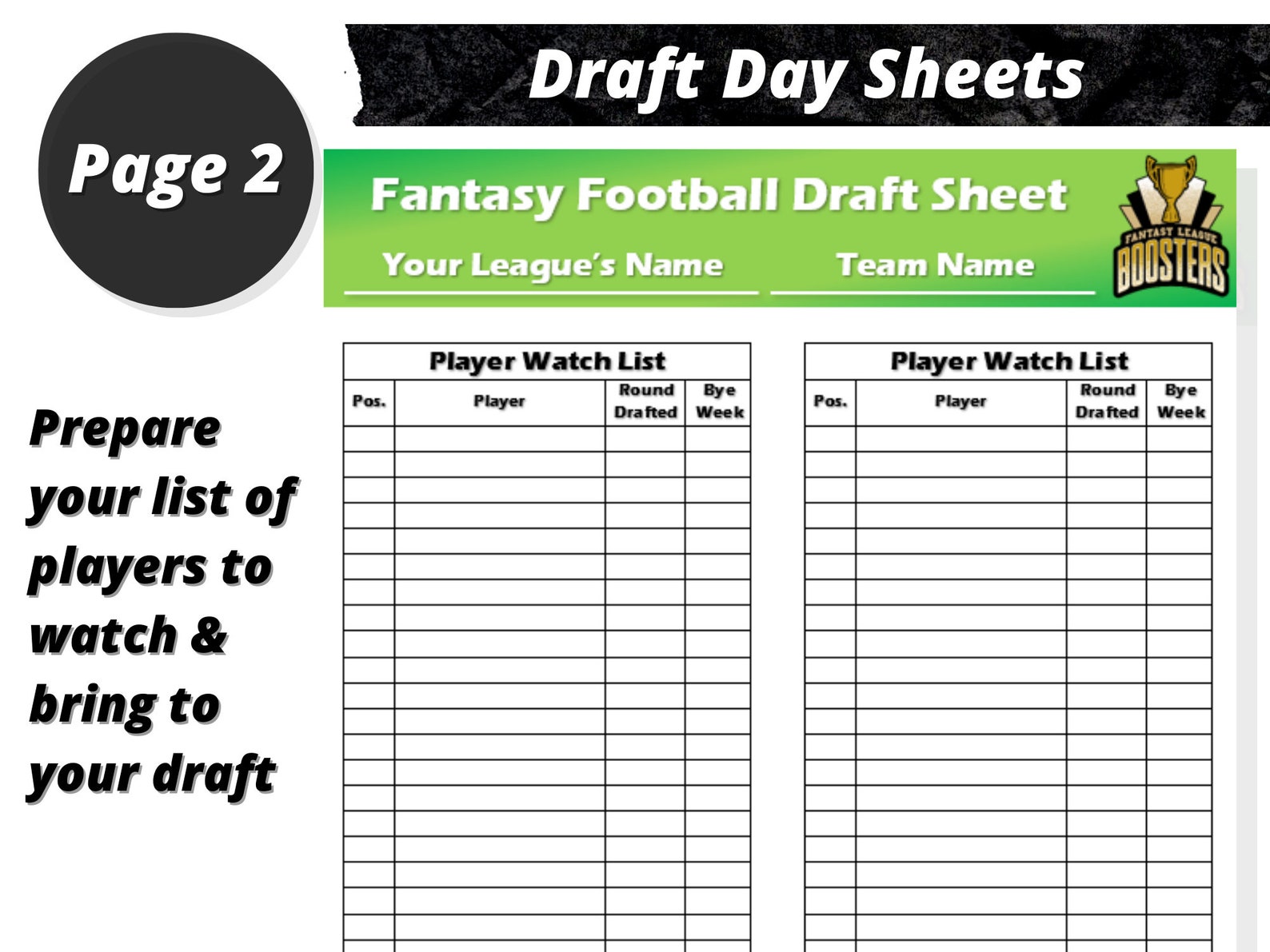 Fantasy Football Draft Sheets 2023 Season Microsoft Word Instant ...
