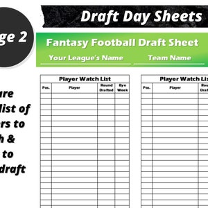 Fantasy Football Draft Sheets | 2025 Season | Microsoft Word Instant Download - Etsy