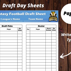 Fantasy Football Draft Kit 2026 | Draft Day Sheets | Draft Recap ...