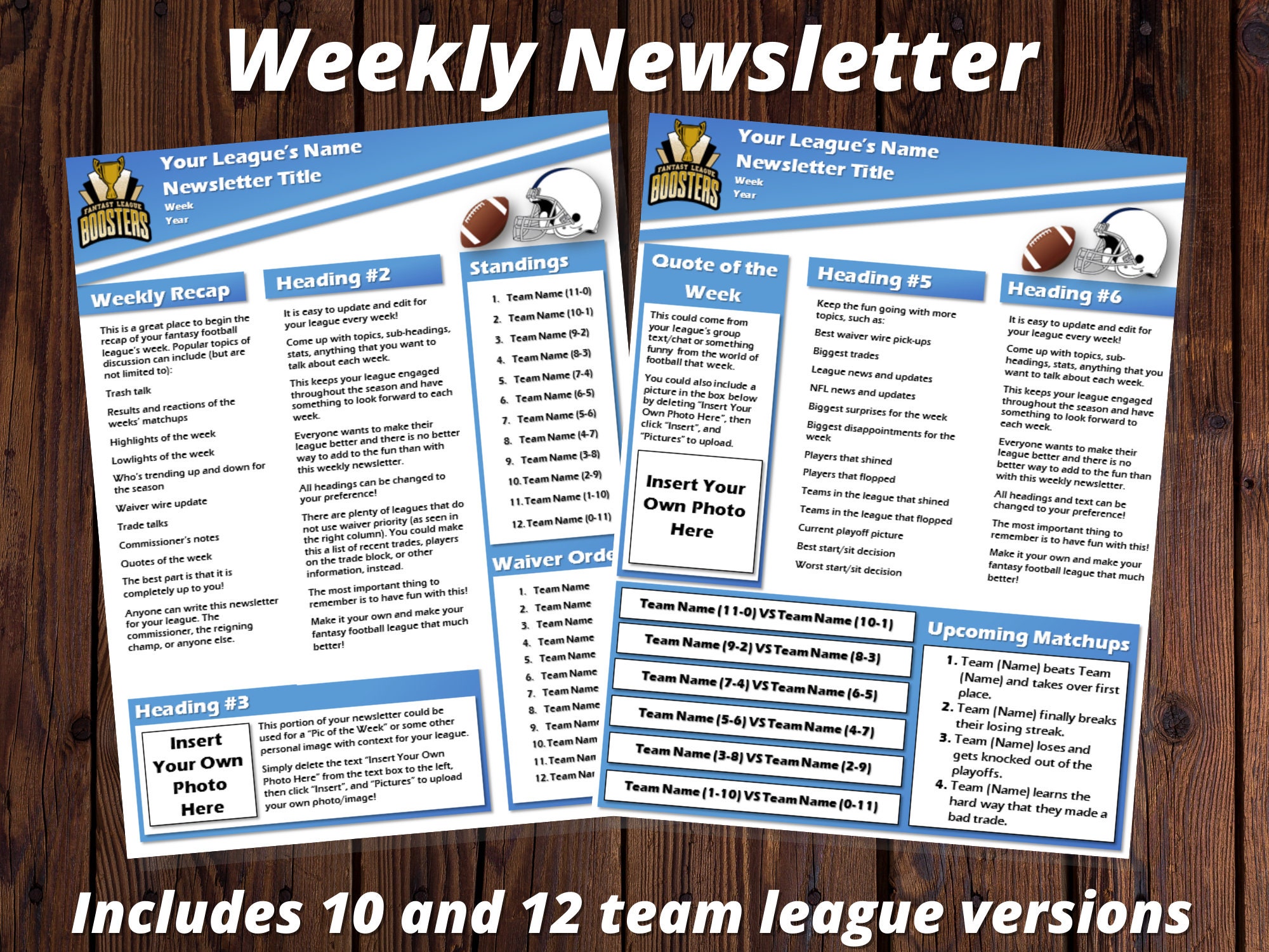 Fantasy Football Draft Kit 2023 Draft Day Sheets Draft Recap Newsletter ...