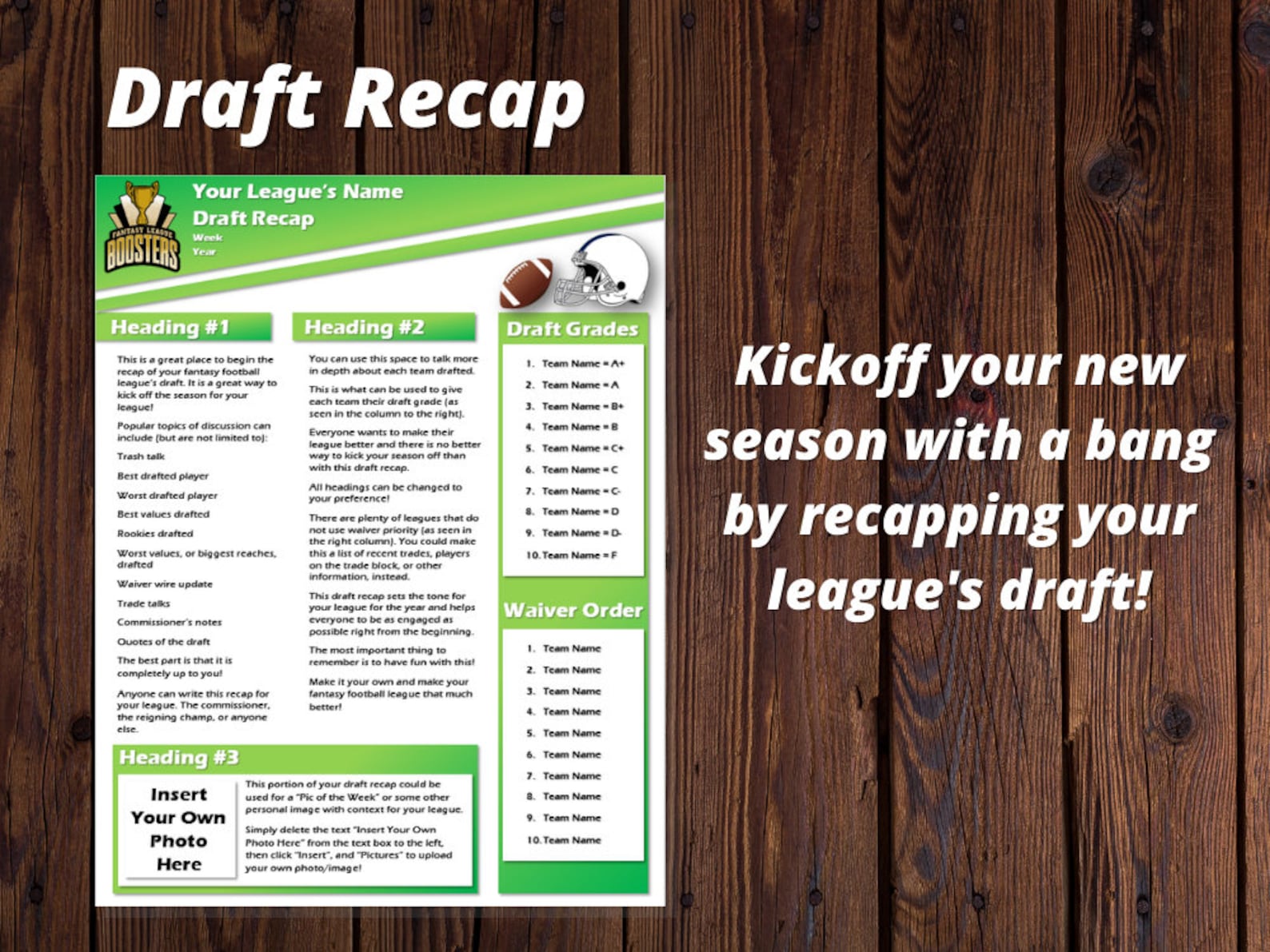 Editable Fantasy Football Templates | Draft Recap | 2 Page Newsletter ...