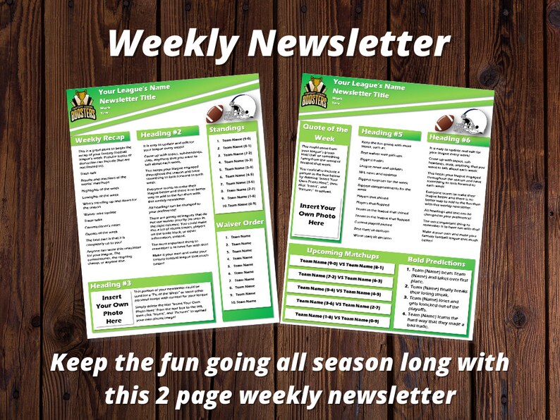 Editable Fantasy Football Templates | Draft Recap | 2 Page Newsletter ...
