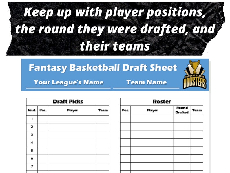 Editable Fantasy Basketball Draft Sheets | 2024 Season | Microsoft Word ...