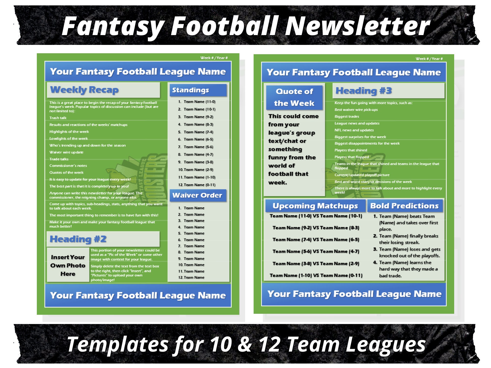 Fantasy Football Newsletter | Instant Download | Microsoft Word | 2 ...