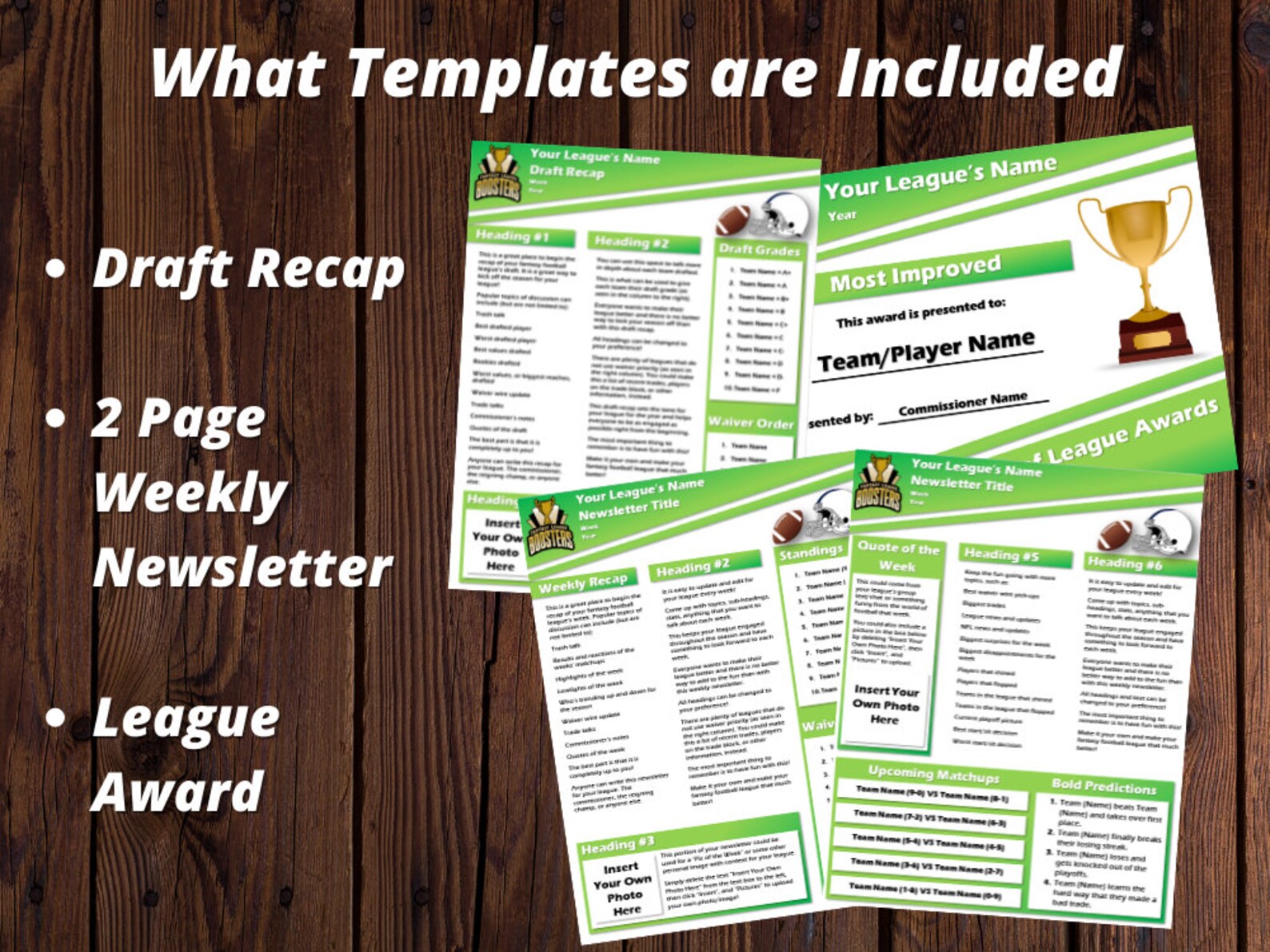 Editable Fantasy Football Templates | Draft Recap | 2 Page Newsletter ...