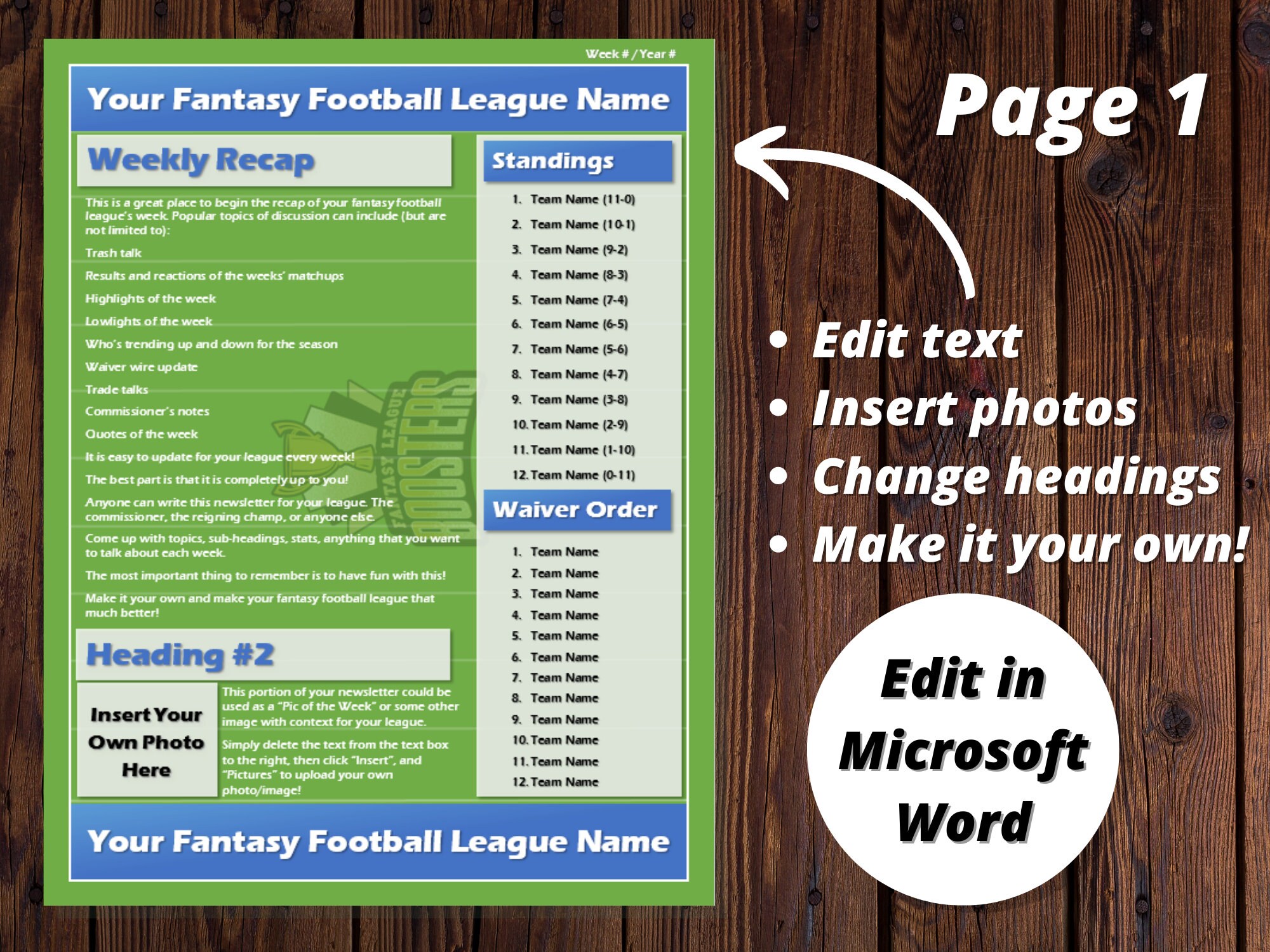 Fantasy Football Draft Kit | 10 Team and 12 Team | Draft Sheets | Draft ...