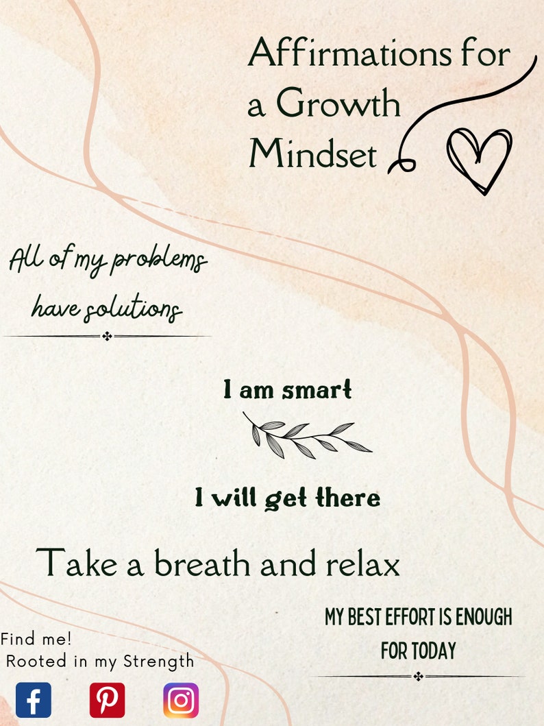 Growth Mindset Affirmation Poster Pack - Etsy