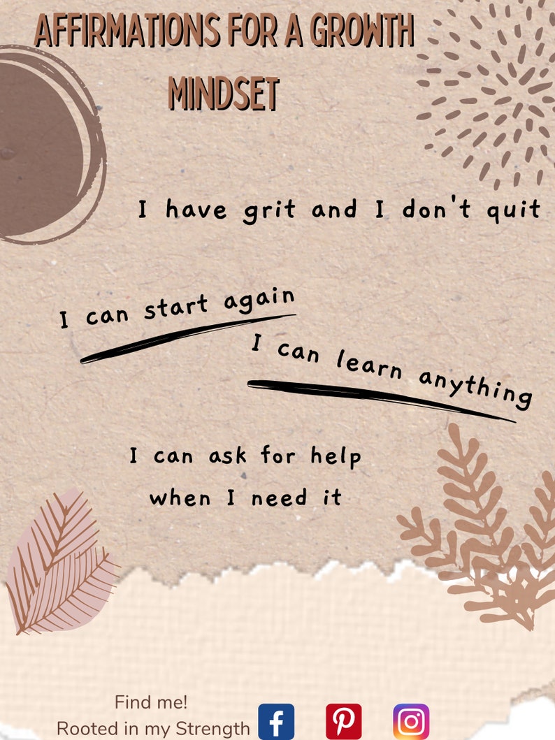 Growth Mindset Affirmation Poster Pack - Etsy