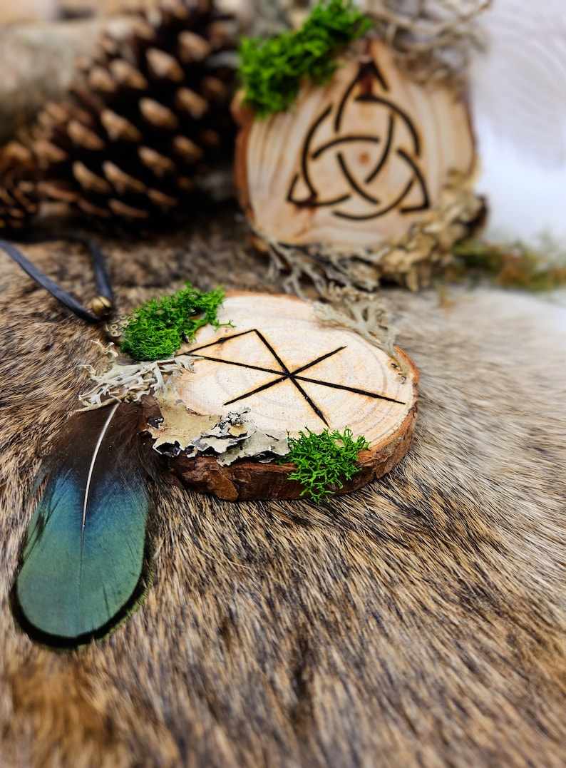 Yule 2pc Rune Ornament Set Yule Pagan Ornaments Wood Burned - Etsy