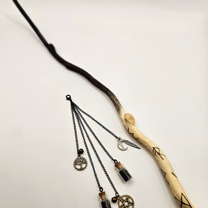 White Willow Detatchable Charm Wand, Rune Wand, Charm Wand, Pagan Wand ...