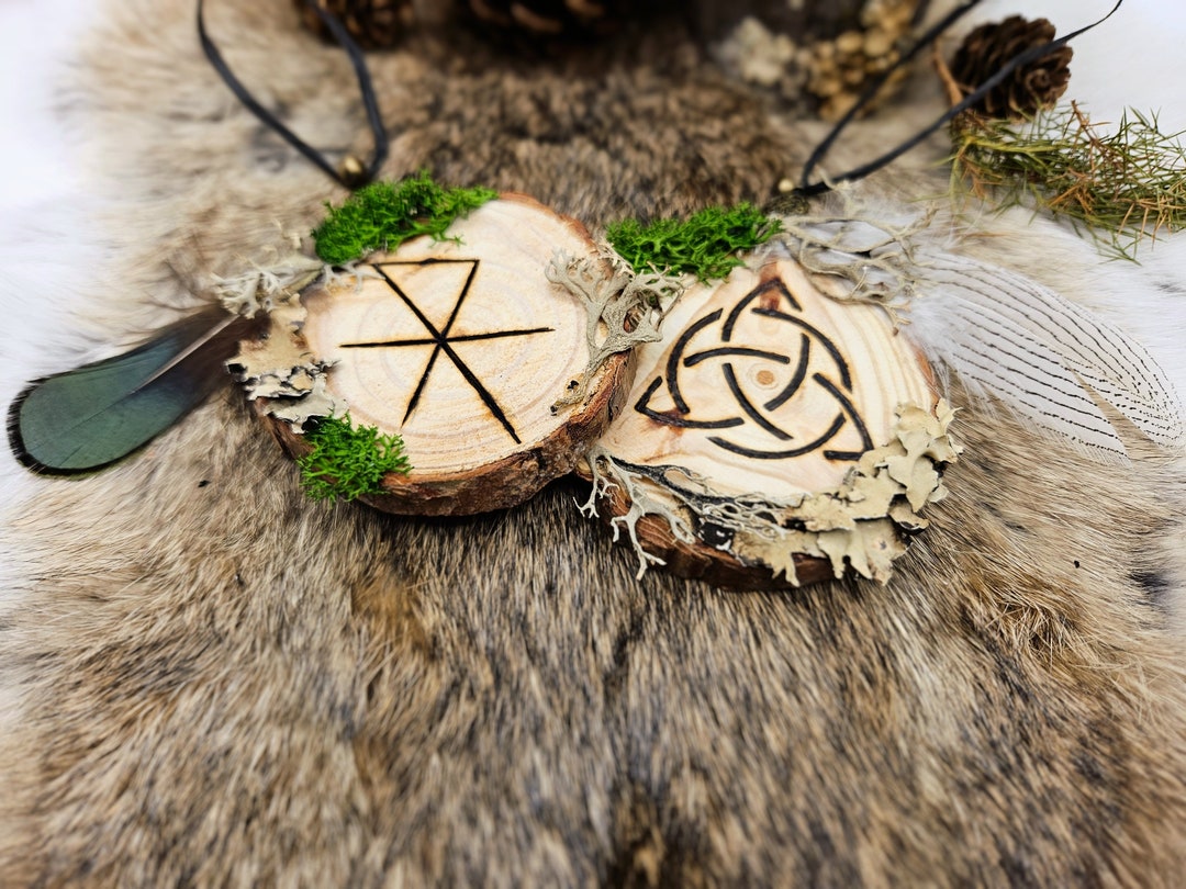 Yule 2pc Rune Ornament Set, Yule Pagan Ornaments, Wood Burned Ornaments ...