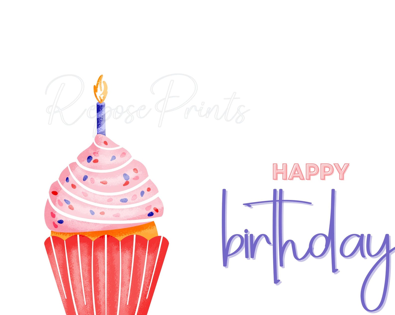 Happy Birthday Card Cupcake Printable Digital Download - Etsy