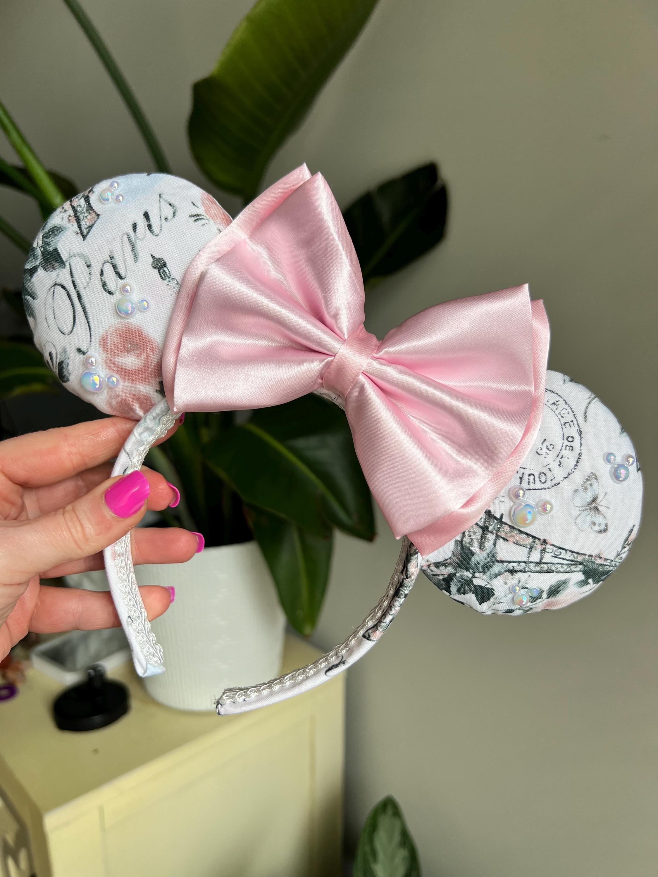 Emily in Paris Minnie Mouse Ears – Pink Bow, Pearl Accents - Etsy
