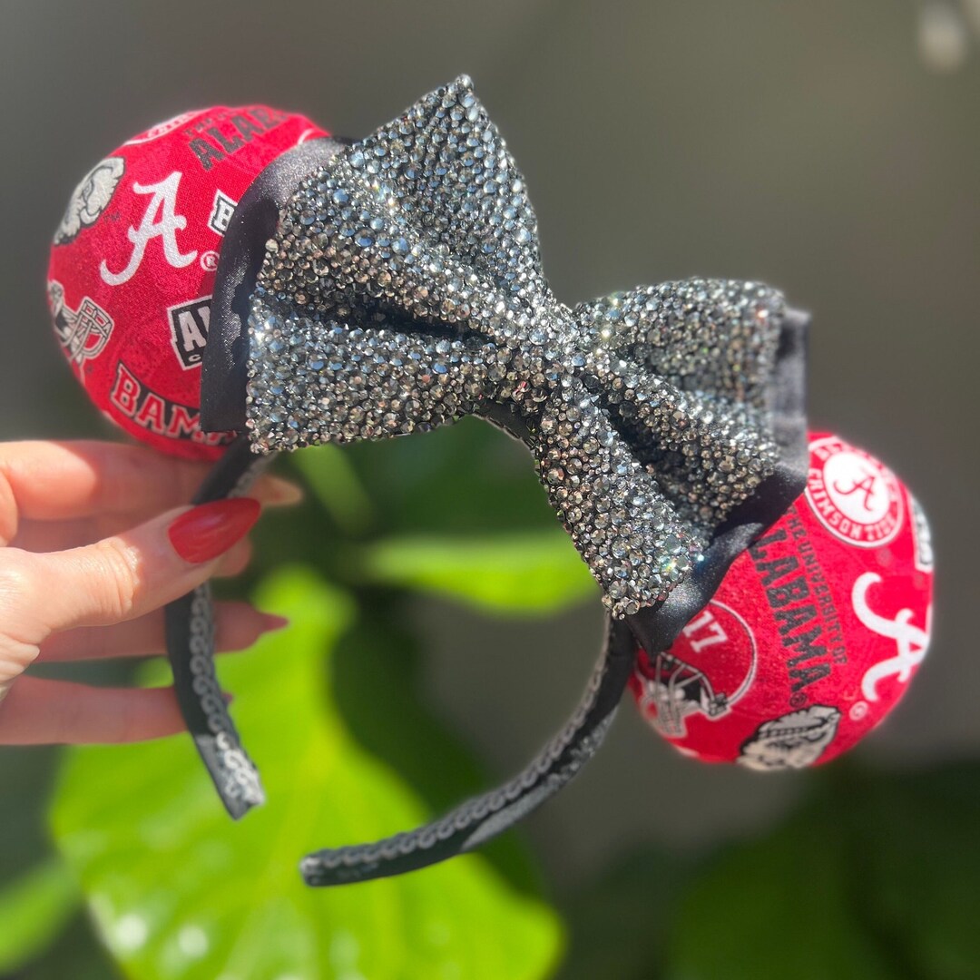University of Alabama Mouse Ears Black Glass Rhinestone Double Minnie ...