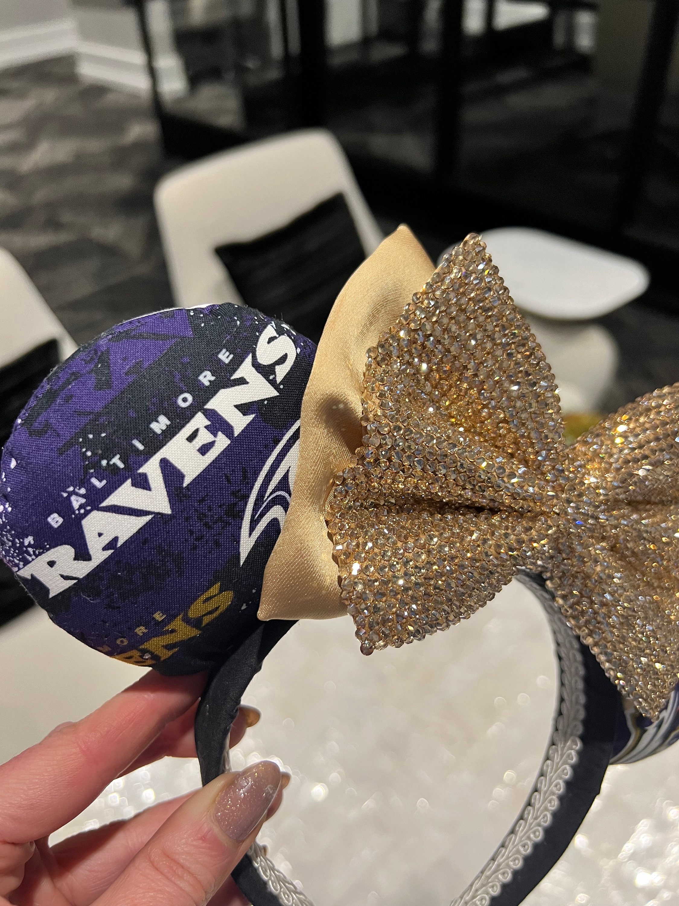 Baltimore Ravens NFL Football Mouse Ears With Gold Glass Rhinestones ...
