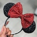 Rhinestone Mouse Ears Black and Red Ears Sparkle Double Minnie Bow ...
