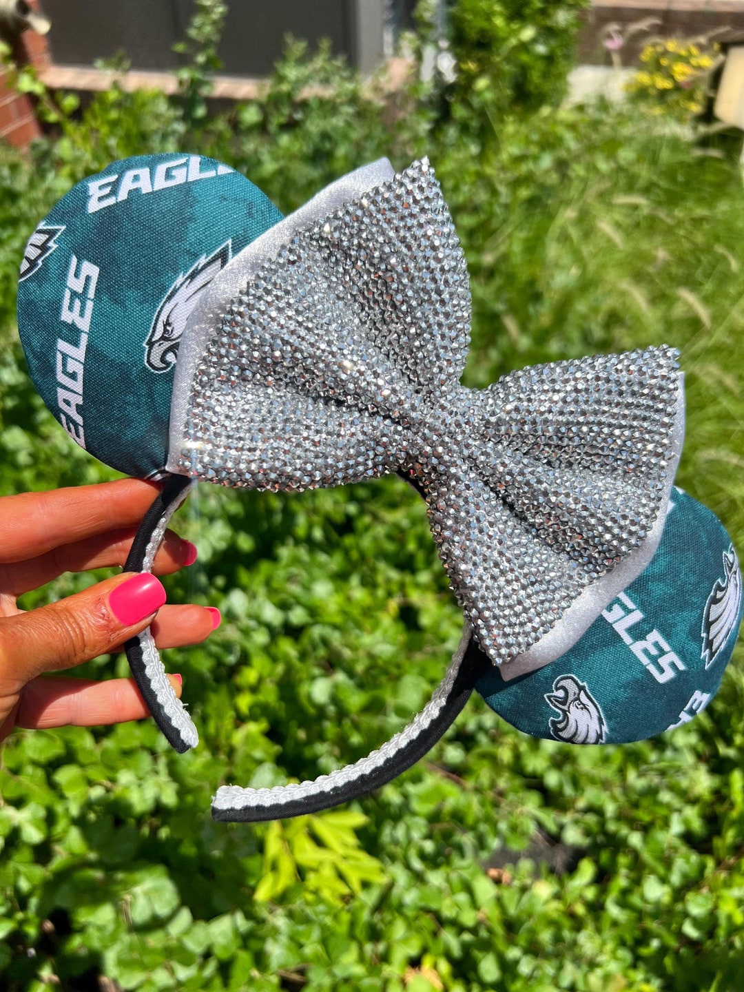 Philadelphia Eagles Mouse Ears | Rhinestone Minnie Bow Headband - Etsy