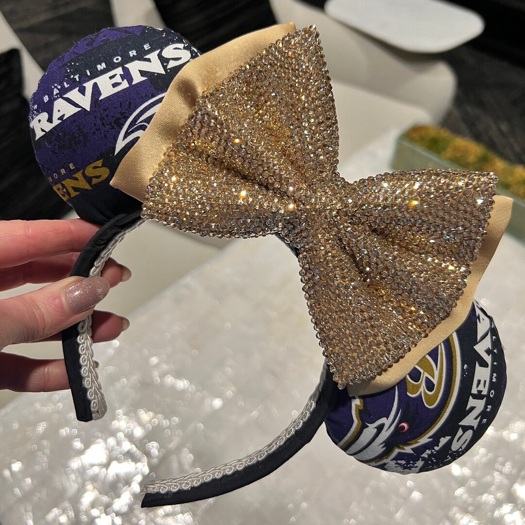 Baltimore Ravens NFL Football Mouse Ears With Gold Glass Rhinestones ...