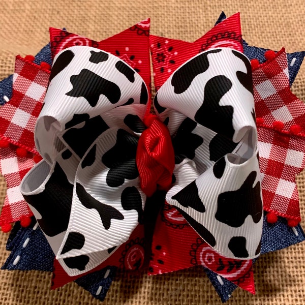 Cow Print Hair Bow - Etsy
