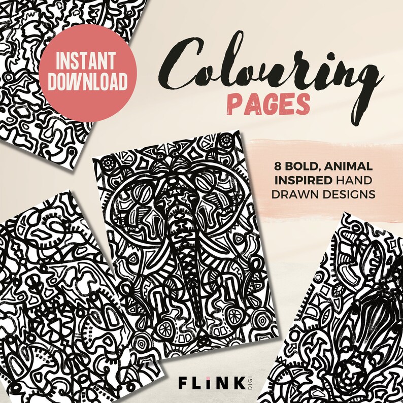 Bold Coloring Pages Digital Download Printable PDF 8 - Etsy