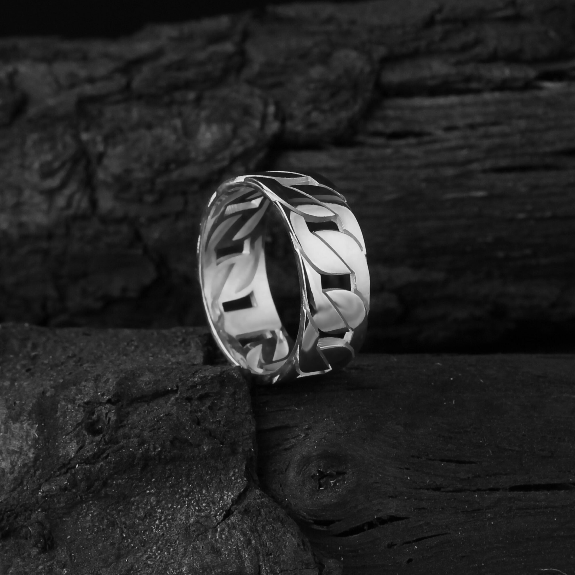 Mens Silver Ring Cuban Chain Styled Ring Silver Silver Band - Etsy