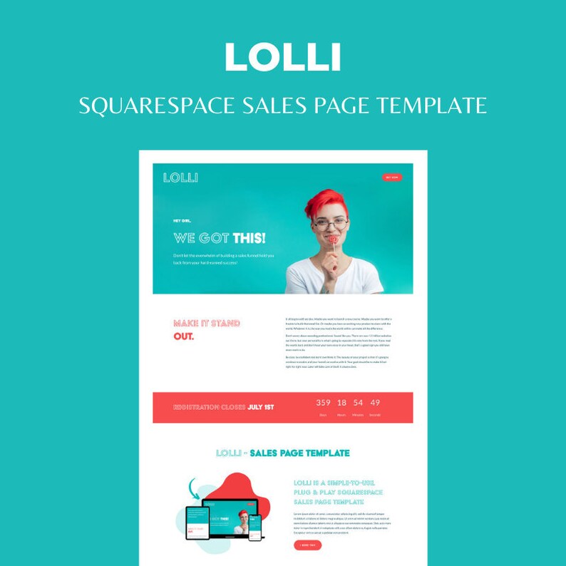 Squarespace Sales Page Template Etsy